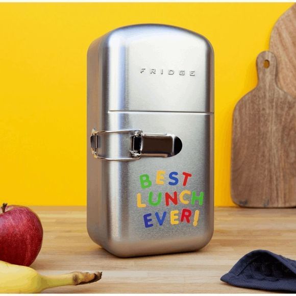 SuckUs | Kitchen | Retrometal Fridge Shaped Lunch Box With 5 Vinyl ...
